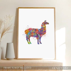 Llama Watercolour Art Print - Llama Watercolor Poster - Llama Portrait ...