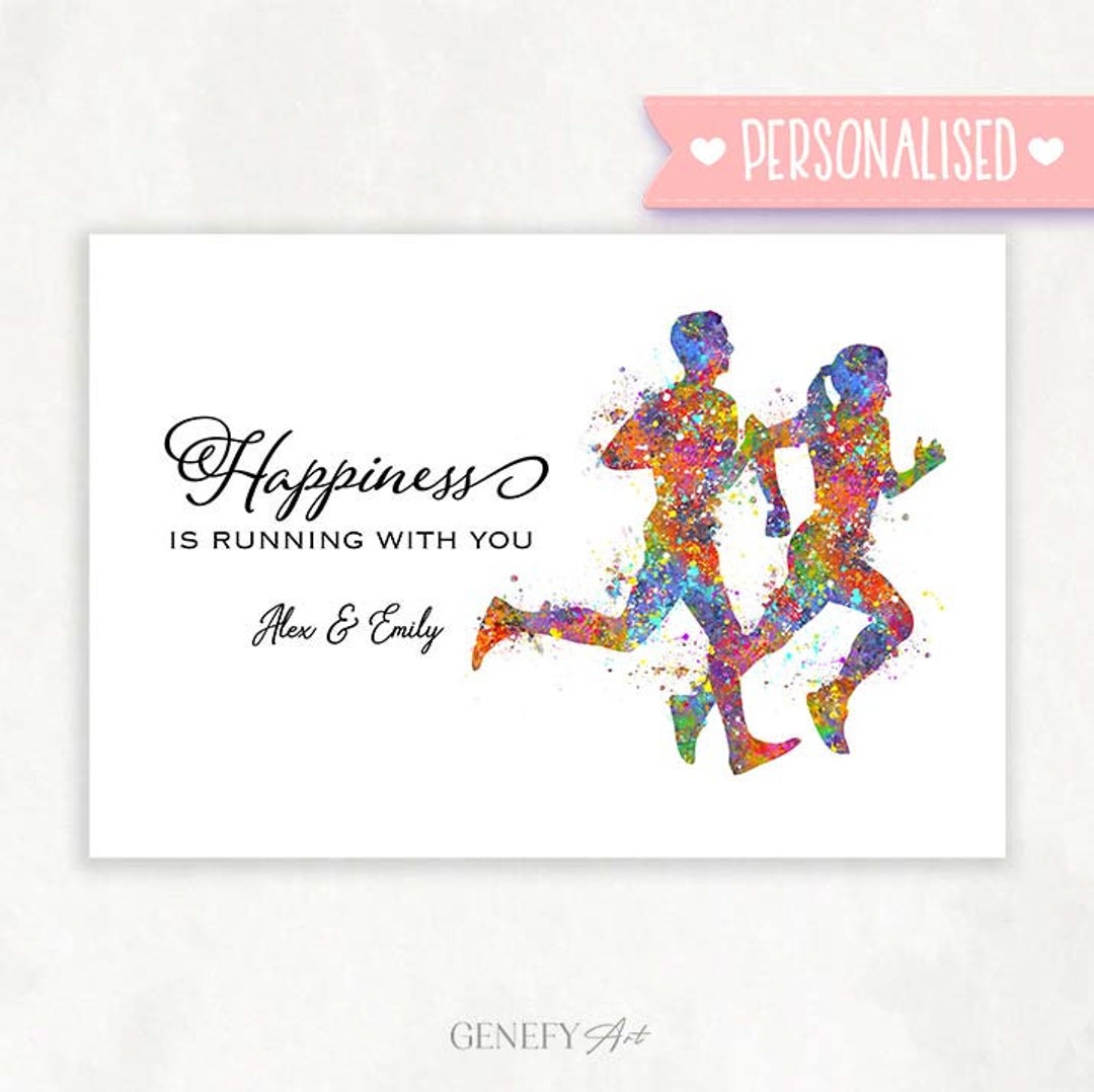 Personalised Couple Runner Quote Watercolour Print - Runner ...