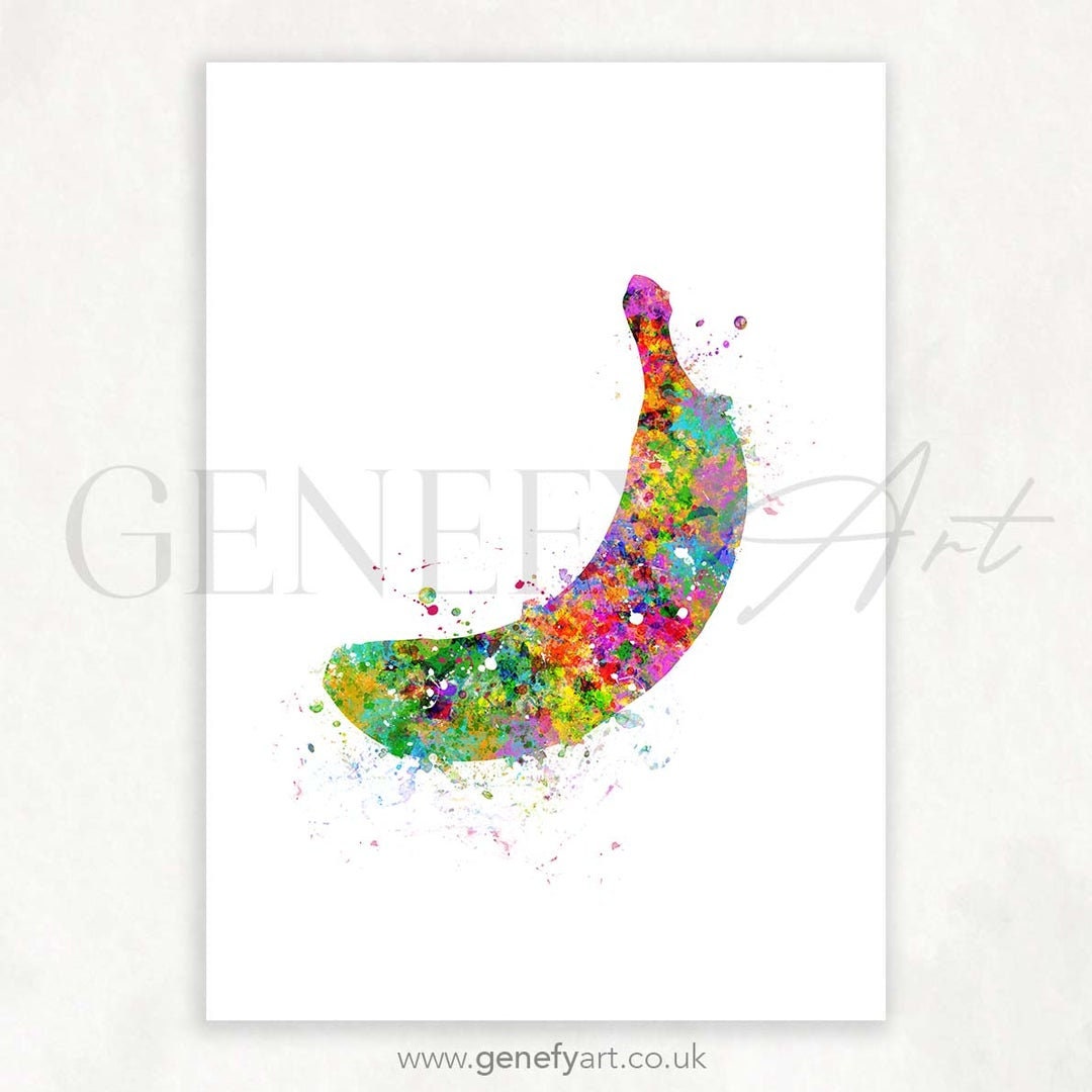 Banana Watercolor Art Print Banana Portrait Banana Poster Fruit Poster ...