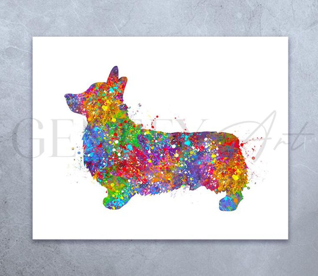 Corgi Watercolor Art Print: Colorful Dog Portrait - Etsy