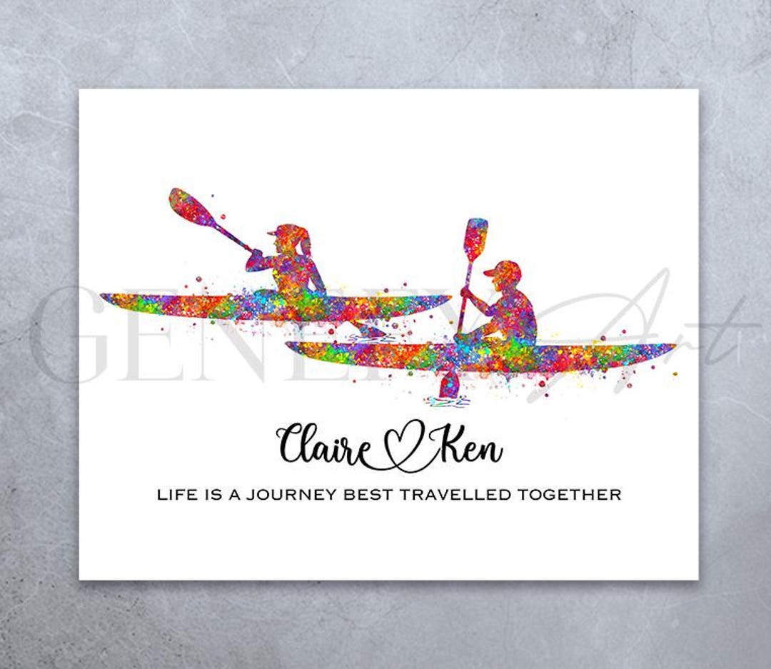 Personalised Canoeing Couple Watercolor Print - Canoeing Poster ...