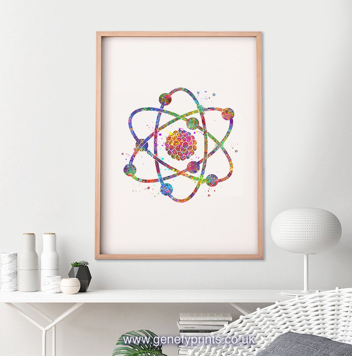 Atom Watercolor Print Atomic Structure Print Science | Etsy