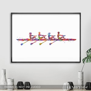 Rowing Watercolour Art Print - Rowing Poster - Water Sports Watercolour ...