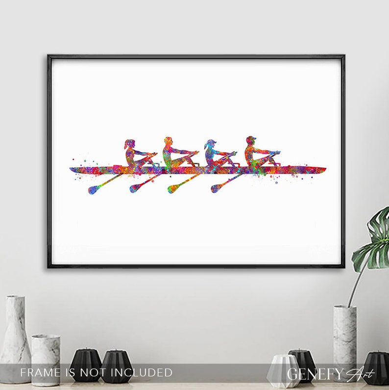 Rowing Watercolour Art Print Rowing Poster Water Sports - Etsy
