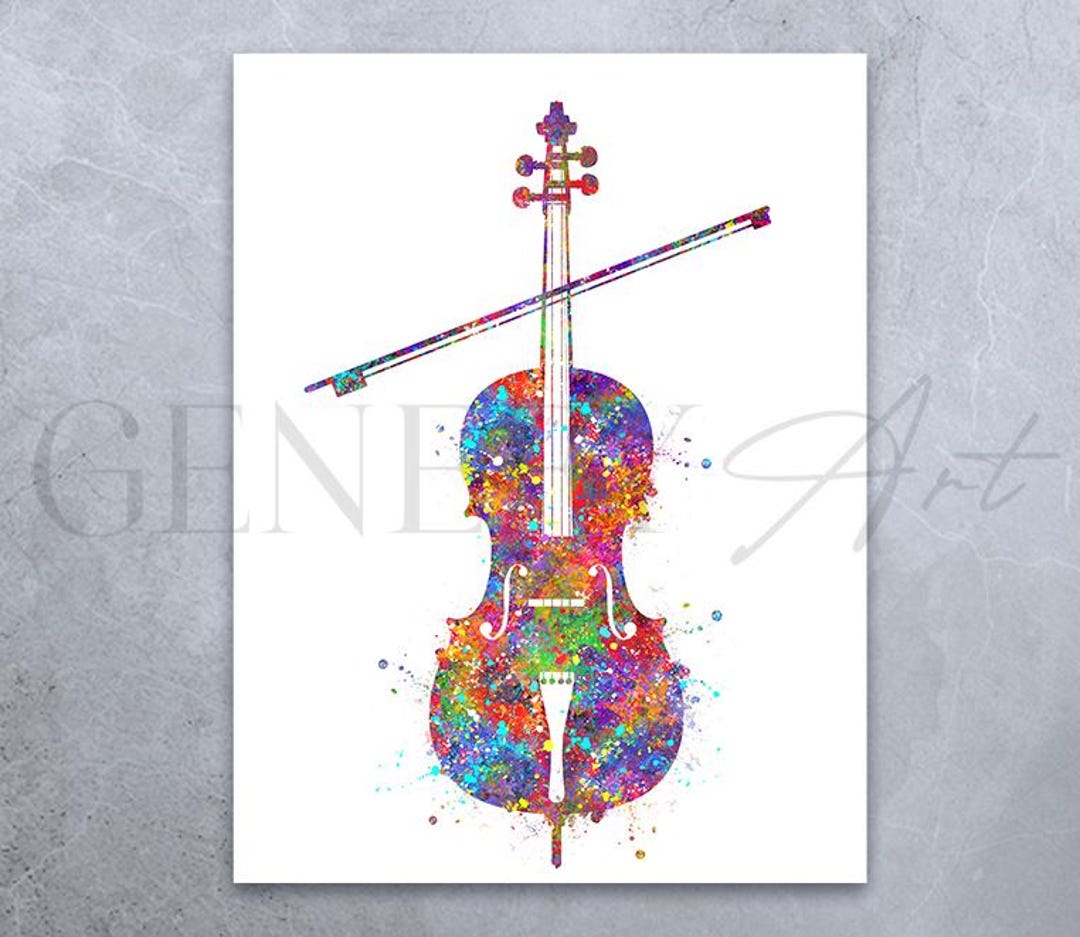 Cello Watercolor Art Print - Music String Instrument Watercolor Art ...