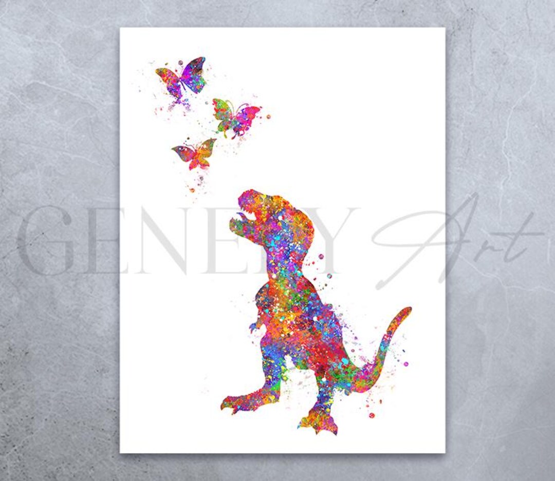 Watercolor T-rex Dinosaur Art Print: Boys Room Decor - Etsy UK