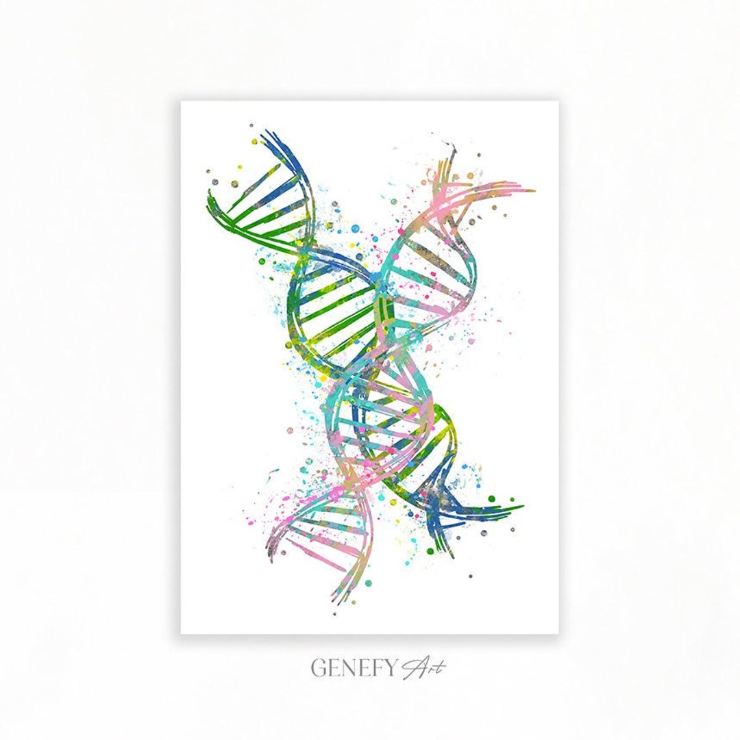 DNA Watercolor Art Print DNA Molecule Art Gift for Couple Medical Art ...
