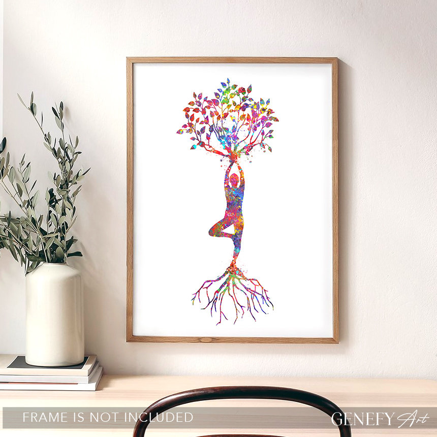 Yoga Watercolor Art Print Yoga Poster Wellness Wall Art - Etsy
