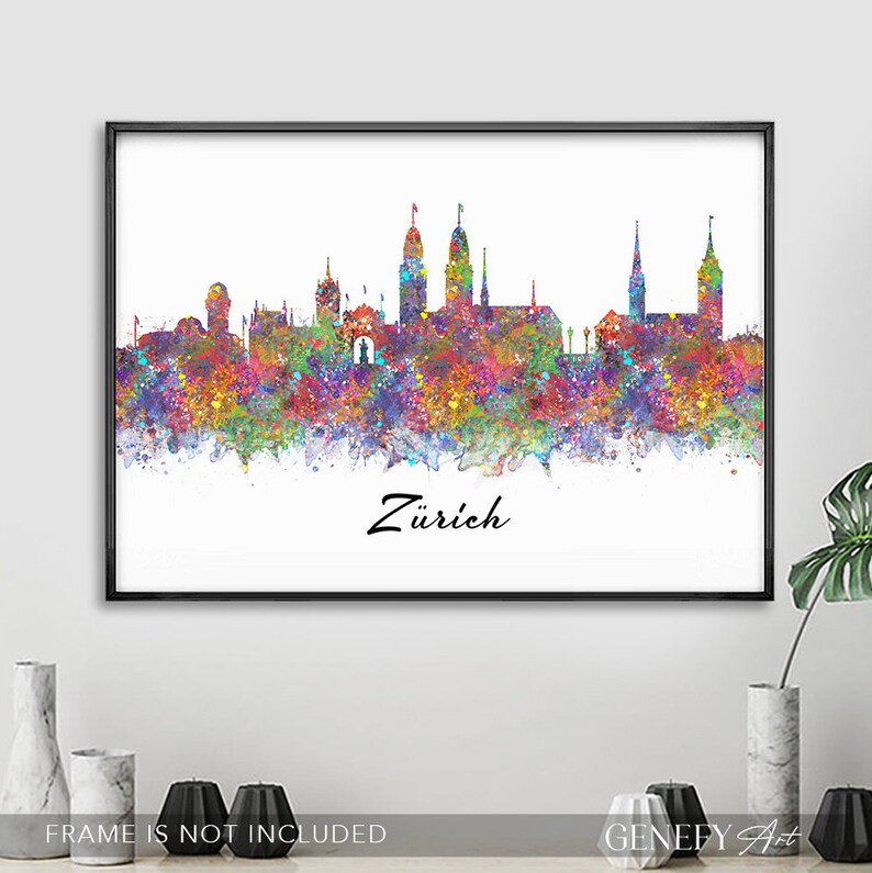 Zurich Skyline Watercolor Print: Cityscape Wall Art - Etsy UK