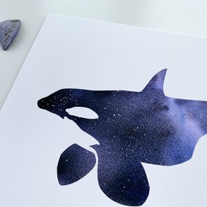 Galaxy Orca Watercolor Print - Giclee Art Print - 5" X 7", 8" X 10" or ...