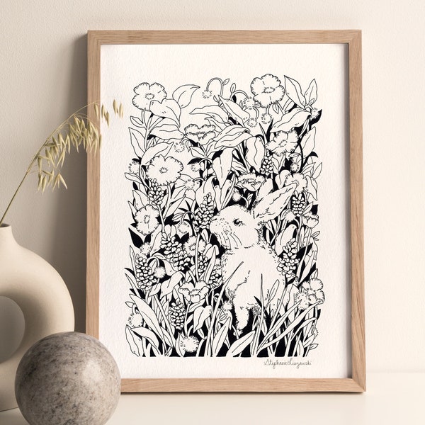 Rabbit Line Art - Etsy