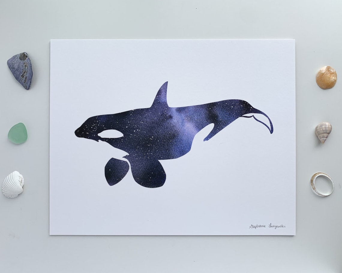 Galaxy Orca Watercolor Print Giclee Art Print 5 X - Etsy