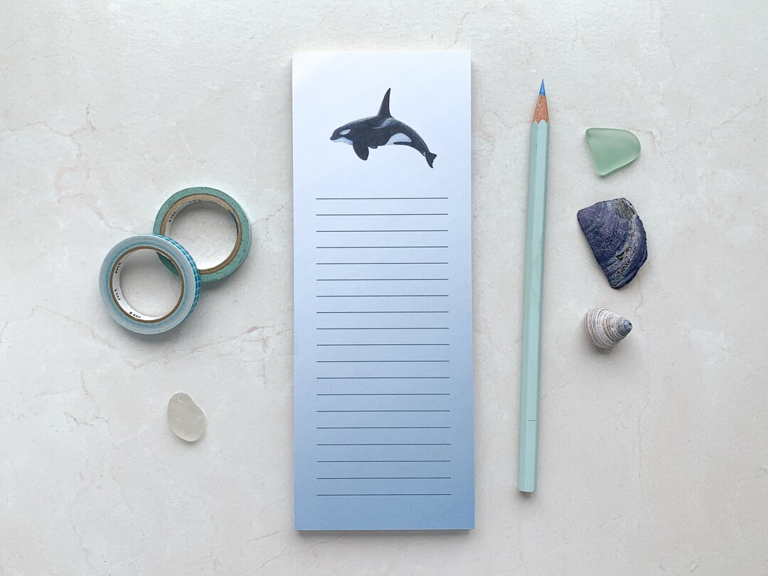 Orca Lined Notepad, 3" X 8" Vertical List Notepad, 50 Pages, Stationery ...
