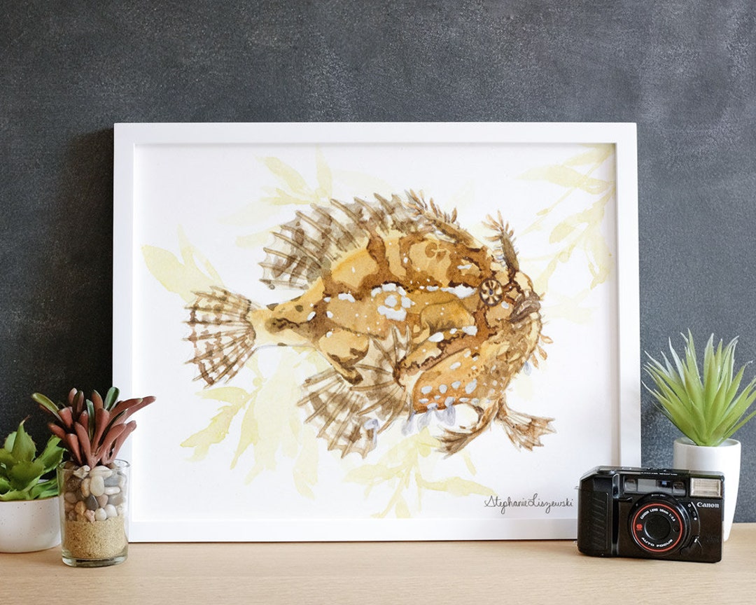 Sargassum Frogfish Watercolor Art Print - Etsy