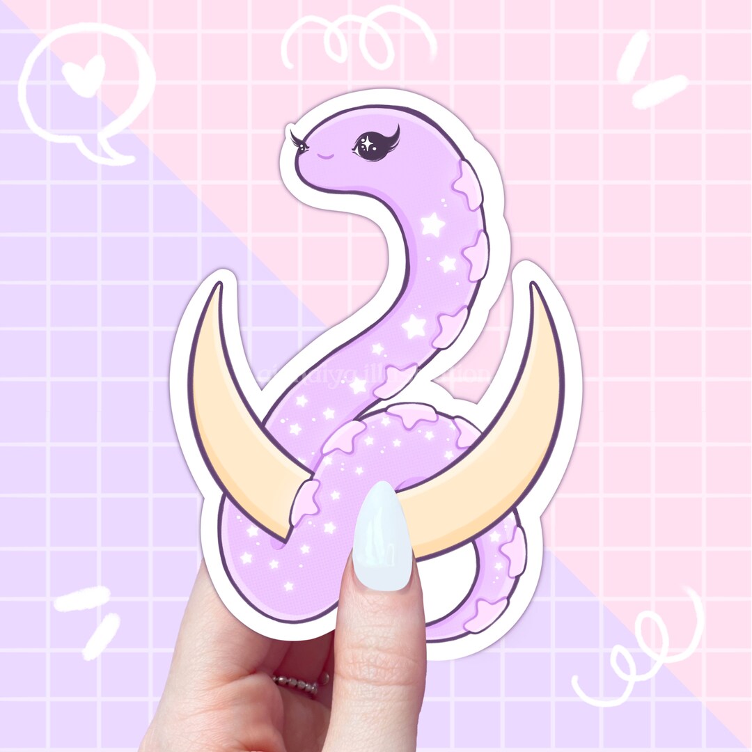 Mina the Moon Snake Sticker, Snake Stickers, Halloween Sticker, Sticker ...