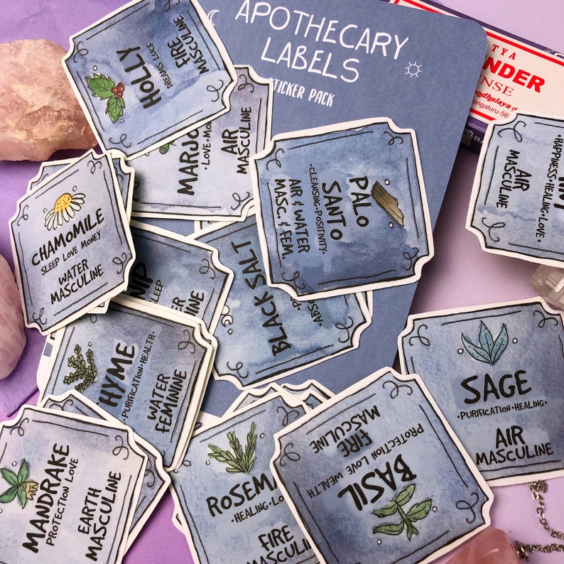 Witchy apothecary jar labels / sticker pack labels kitchen | Etsy