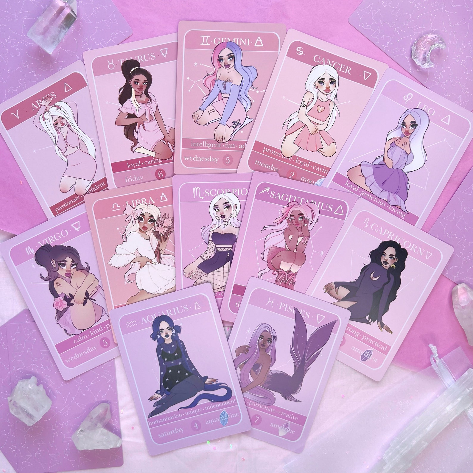 The Zodiac Oracle Deck 12 CARD DECK Astrology Cards - Etsy