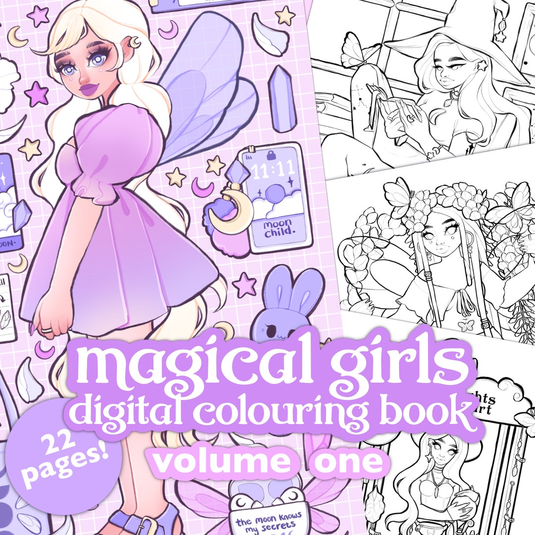 Magical Girls Digital Colouring Book Volume One, Digital Colouring Book ...