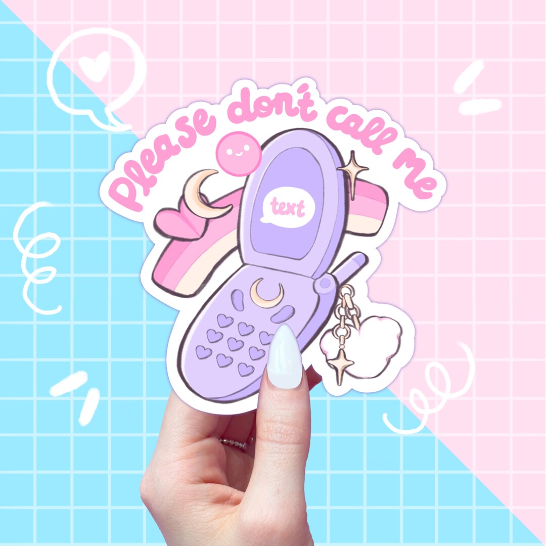 Please Dont Call Me 90's Phone Sticker, Writing Stickers, Cute Phrases ...