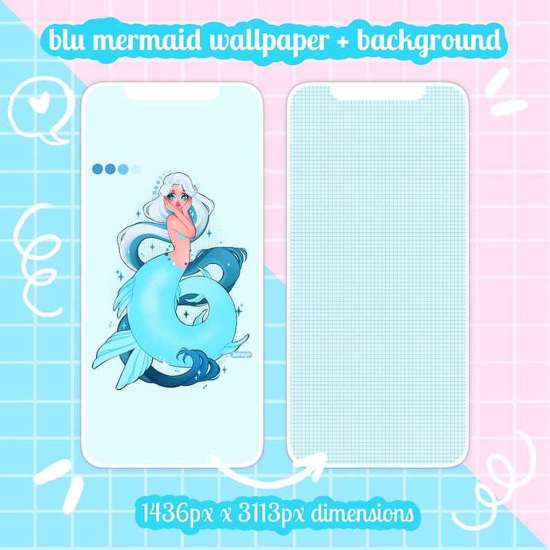 Blue Cute Mermaid Wallpaper, Ios, Android, Mobile Phone Theme ...