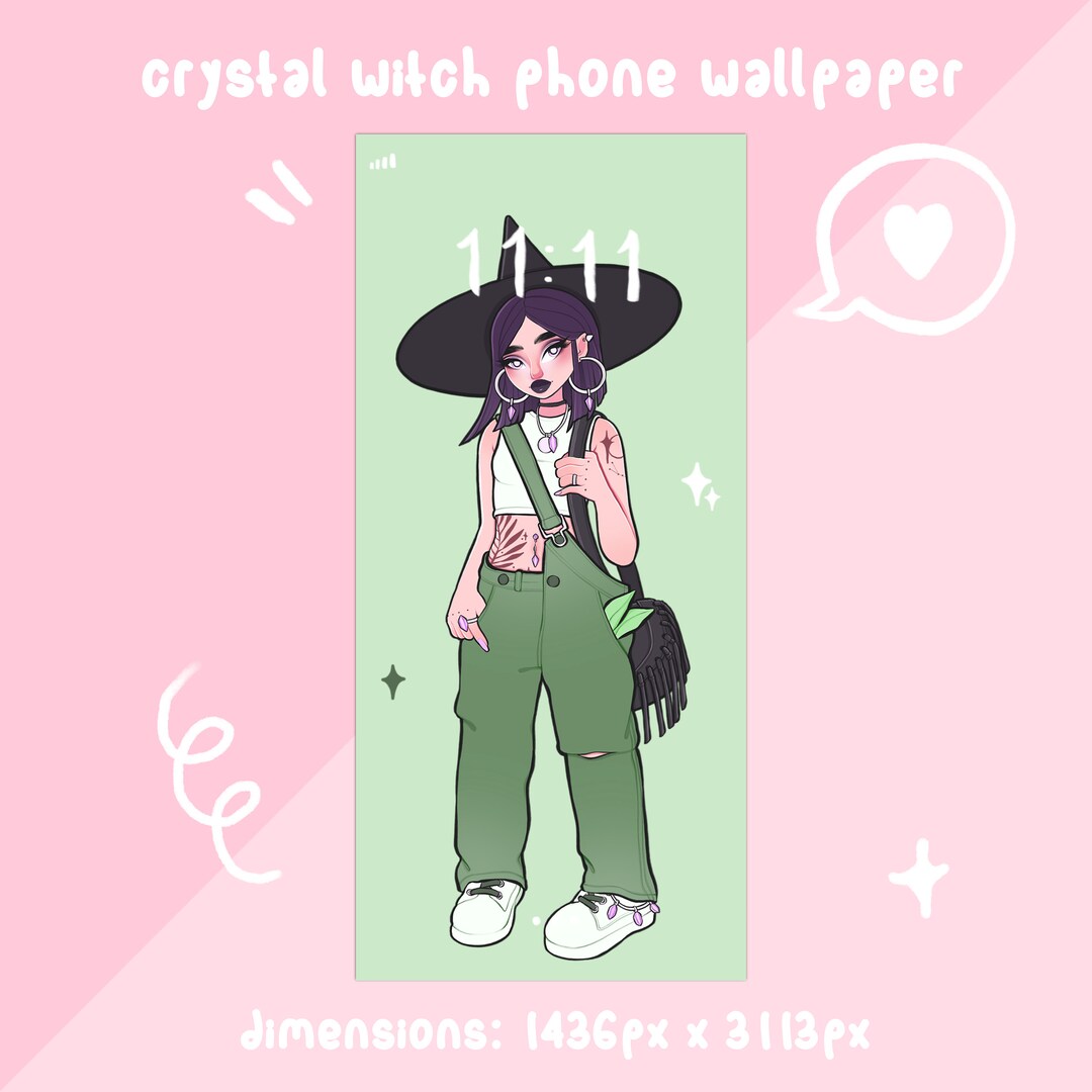 Green Crystal Witch Phone Wallpaper, Ios, Android, Mobile Phone Theme ...