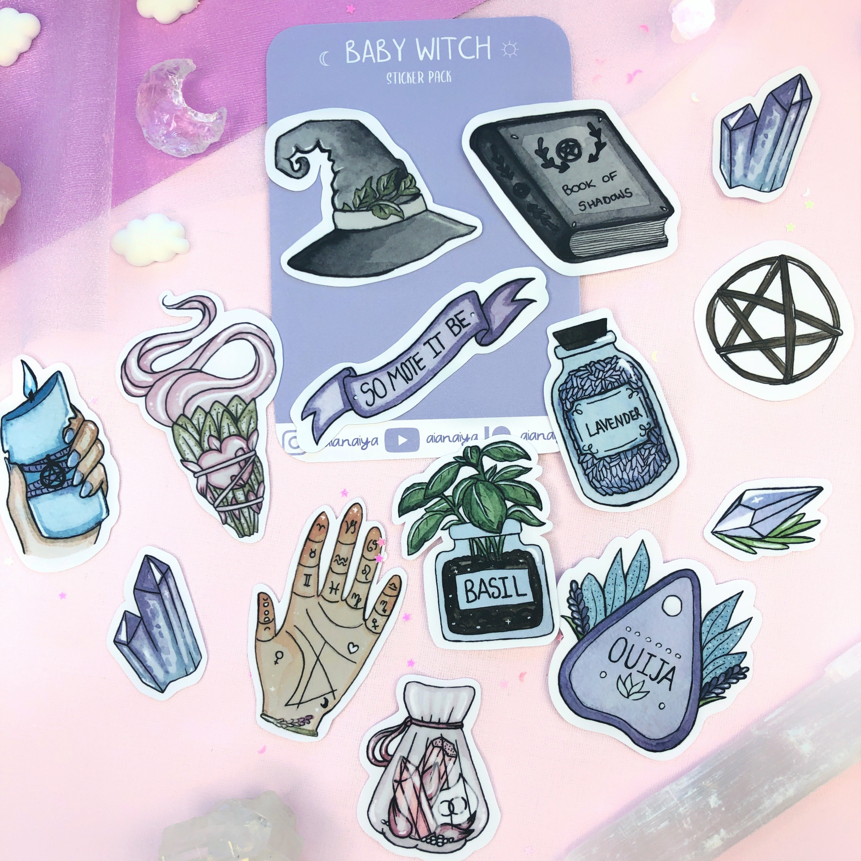 Stickers Stickers, Labels & Tags Crystal Sticker Sheet Occult Witch ...