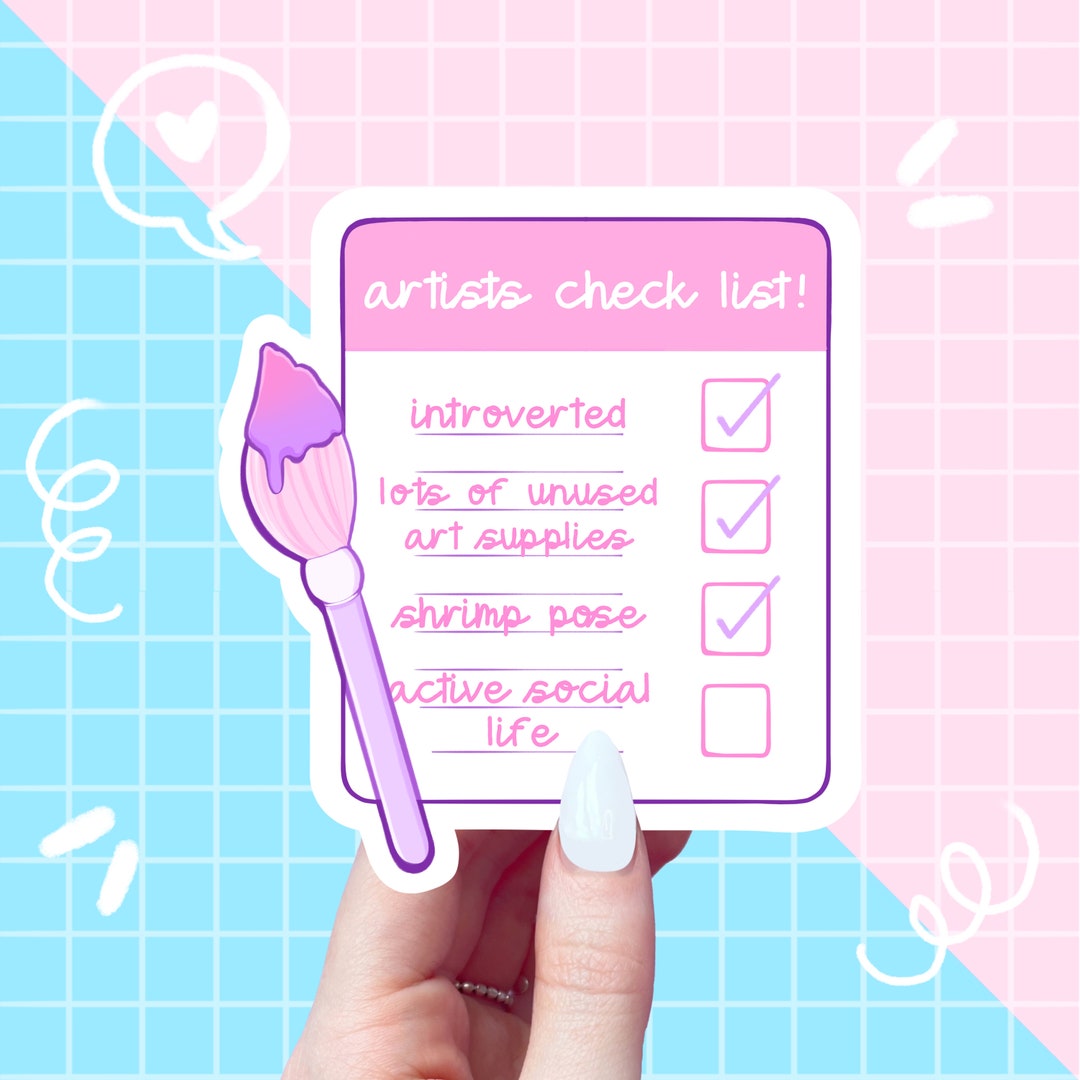 Artist Checklist Slogan Sticker, Writing Stickers, Cute Phrases Sticker ...