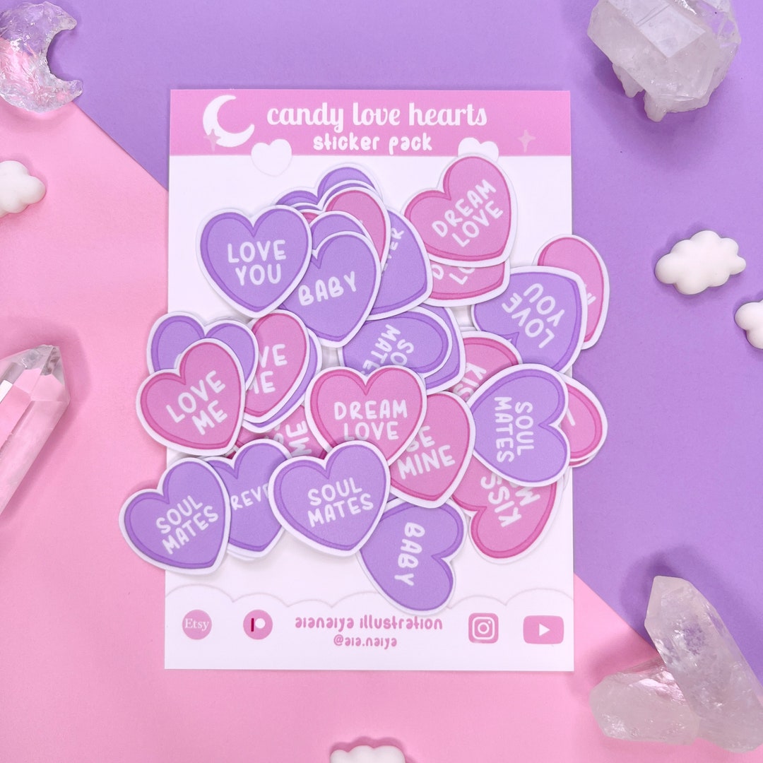 Candy Love Hearts Sticker Pack, Valentines, Planner Stickers, Couples ...