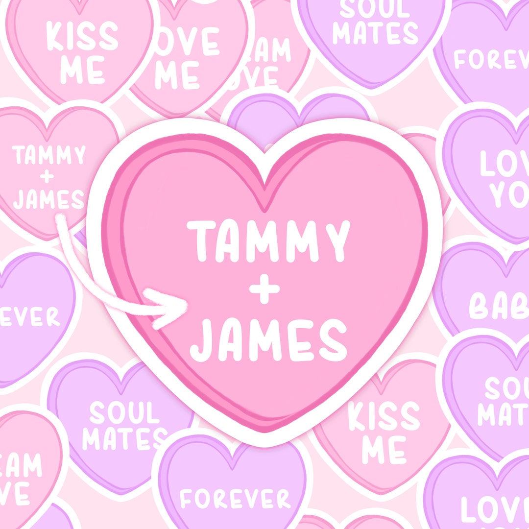 Personalised Candy Love Hearts Die Cut Sticker Flakes Pack, Valentines ...