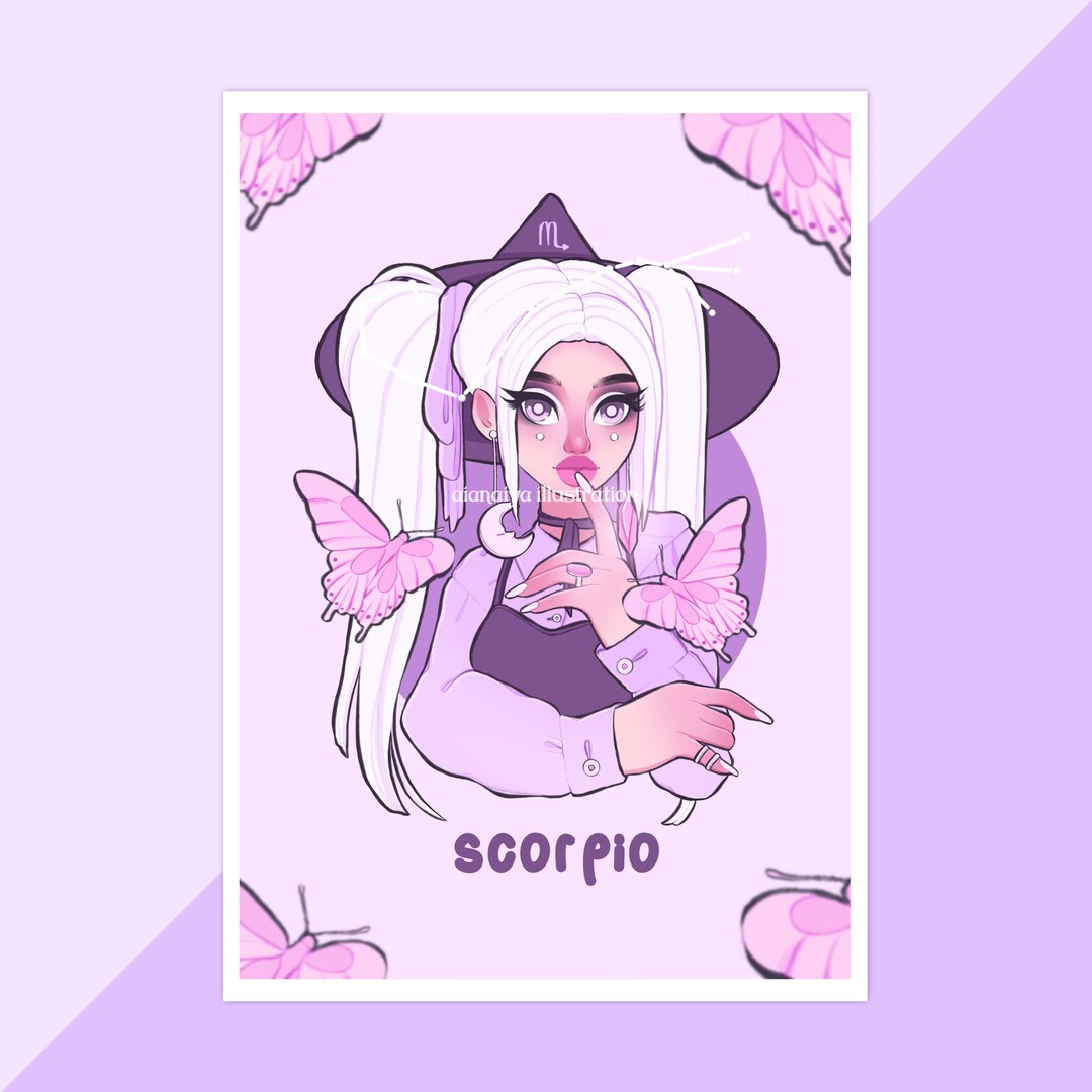 Scorpio Zodiac Witch Print, Star Sign Prints, Zodiac Gifts, Zodiac Art ...