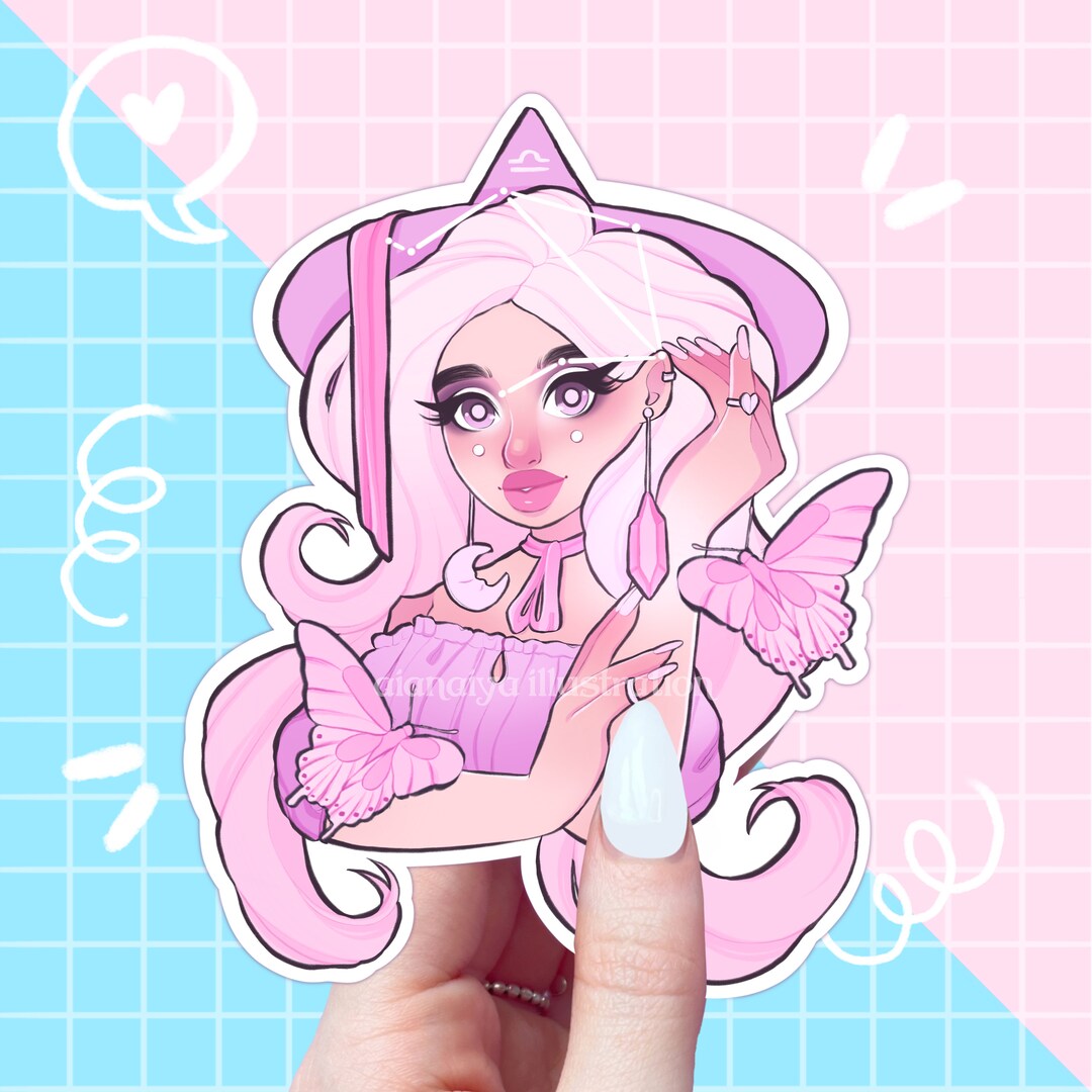 Libra Zodiac Star Sign Witch Sticker, Witchy Stickers, Sticker Flake ...
