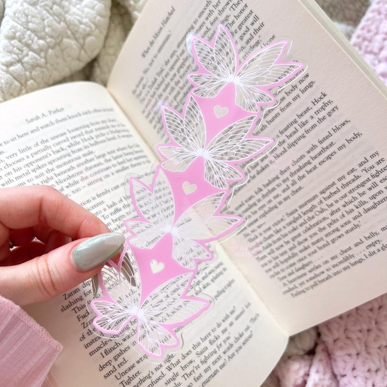 Soft Pink Fairy Wing Bookmark, Translucent Luxury Aesthetic Bookish ...