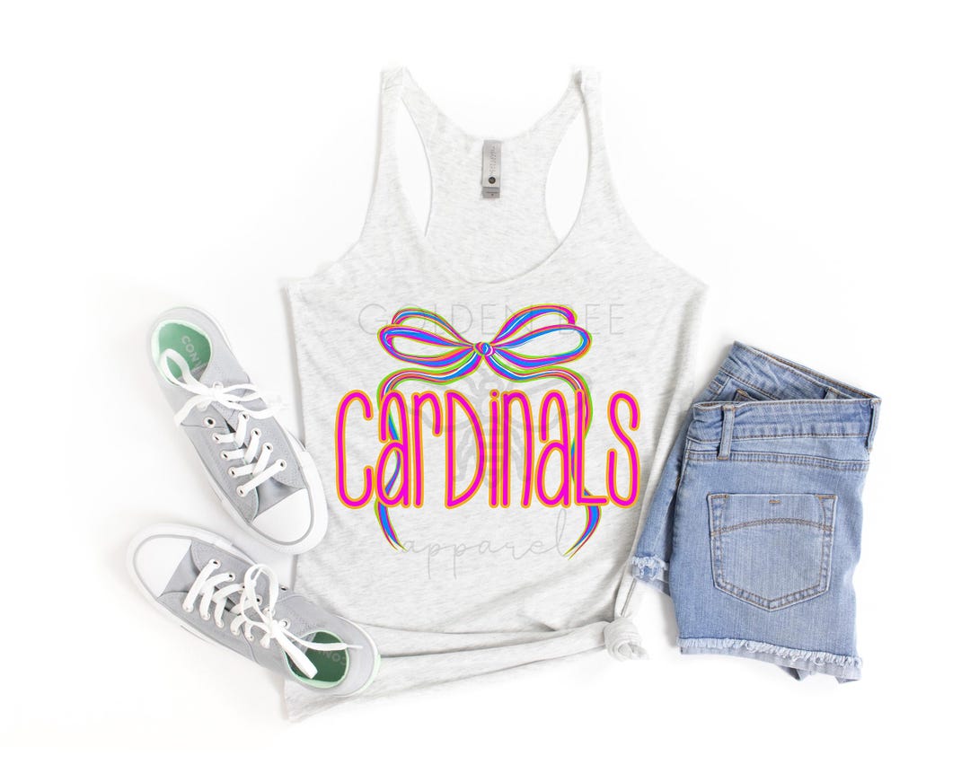 Cardinals Neon Bow PNG - INSTANT DOWNLOAD - Team Y2K, Vintage Football ...