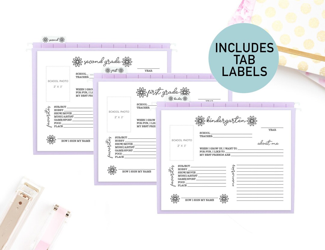 Memory Box Printable Pages - INSTANT DOWNLOAD - School File Box ...