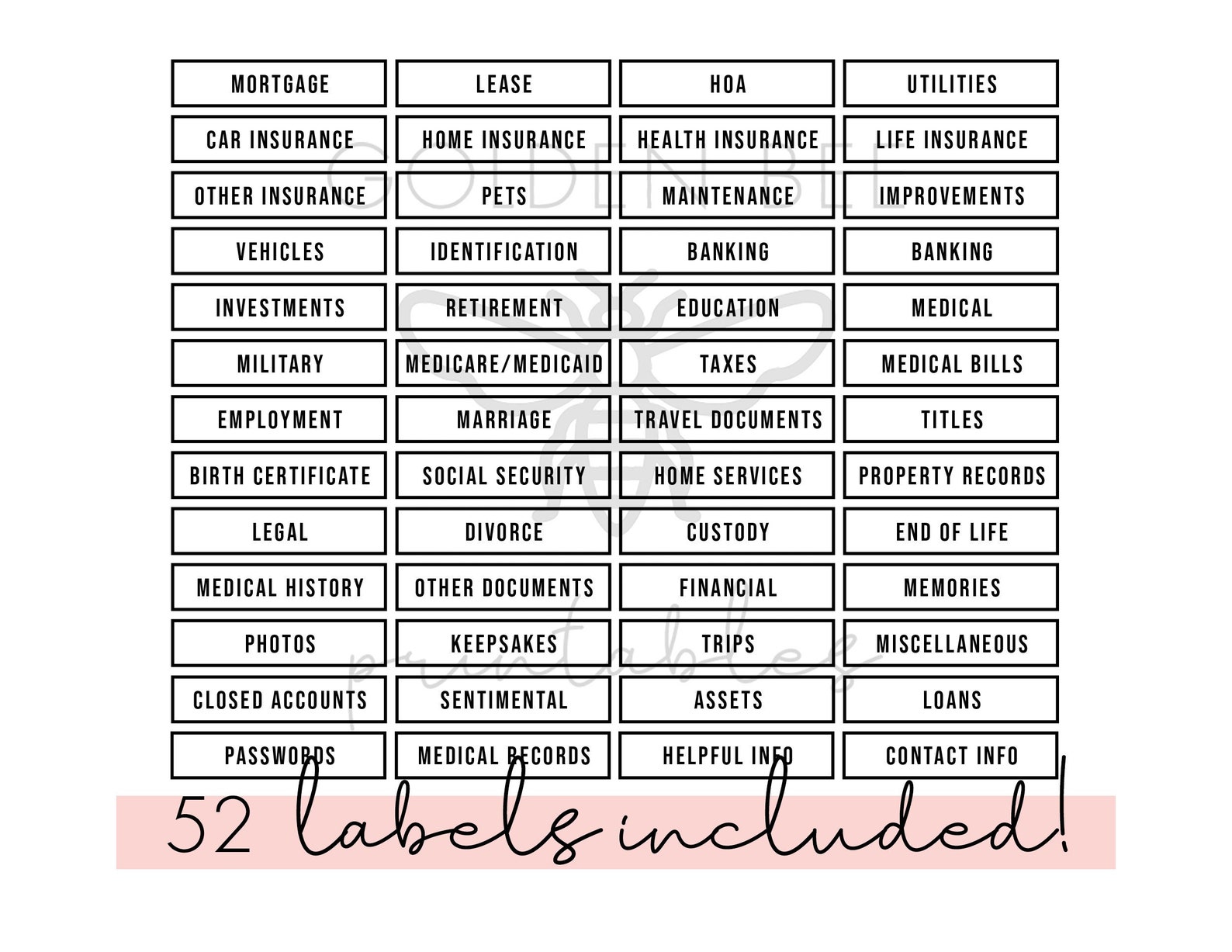 Document Box Tab Labels INSTANT DOWNLOAD Box of Records, Document Tote ...