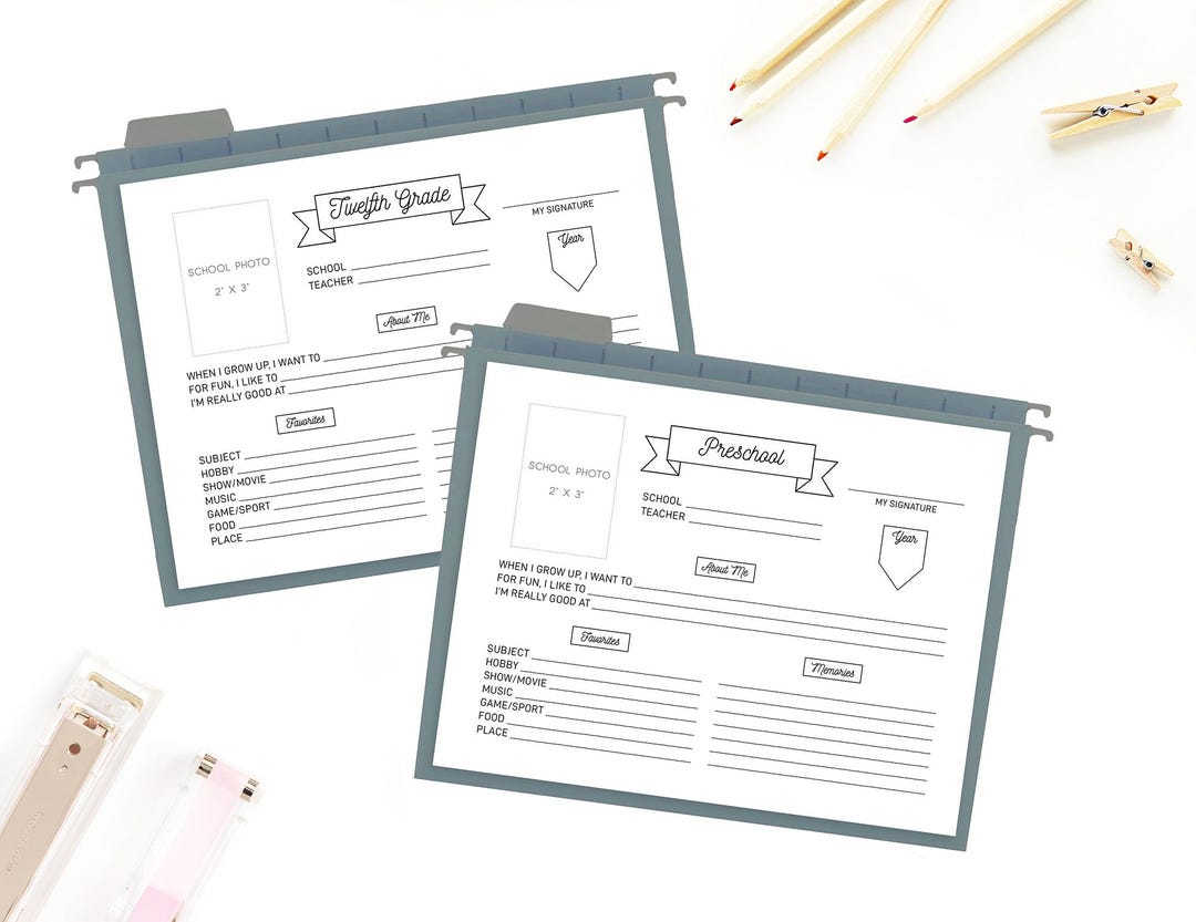 Memory Box Printable Pages - INSTANT DOWNLOAD - School File Box ...