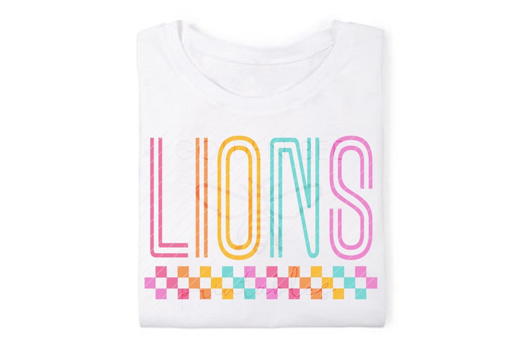 Lions Neon Checker PNG – Y2K Team Design (instant Download) - Etsy