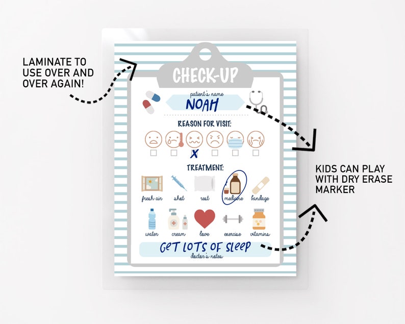 Pretend Play Doctor Check-up Sheet – Kids Printable (PDF) - Etsy