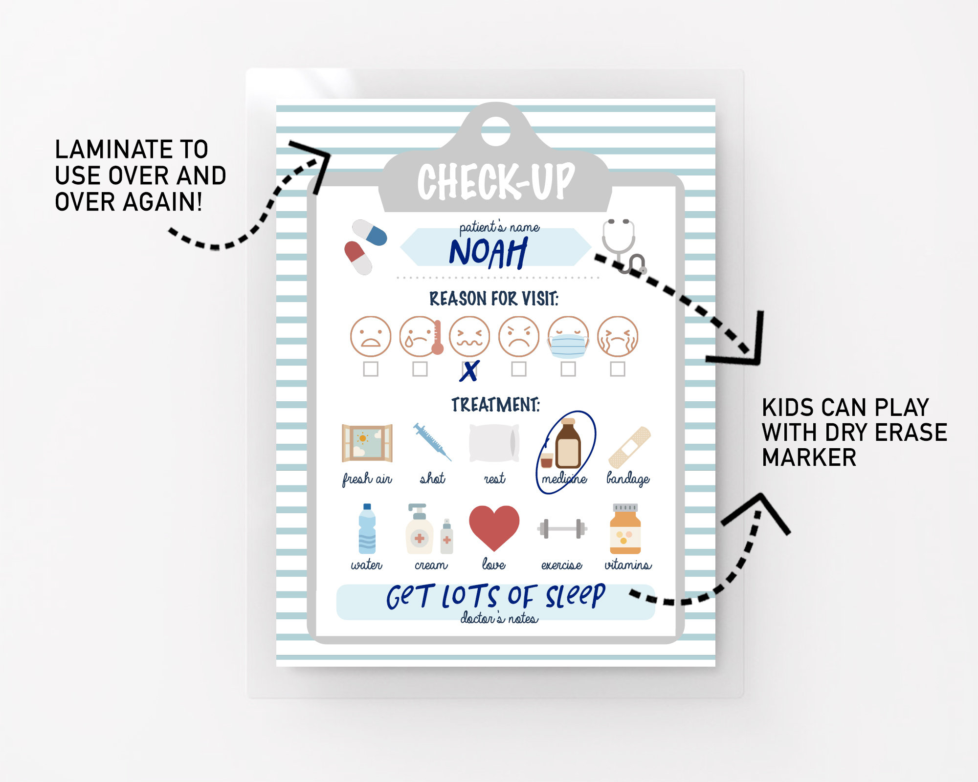 Pretend Play Doctor Check up Sheet - INSTANT DOWNLOAD - Pretend Play ...