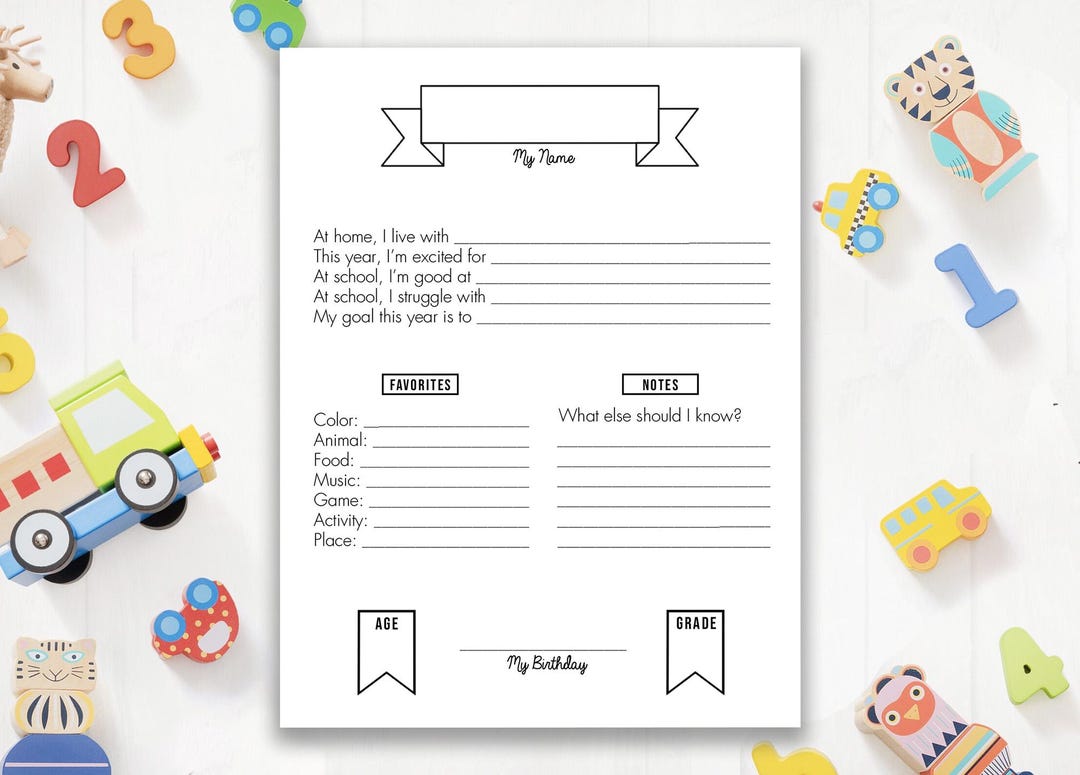 Student About Me Info Sheet - INSTANT DOWNLOAD - Teacher Info Sheet ...