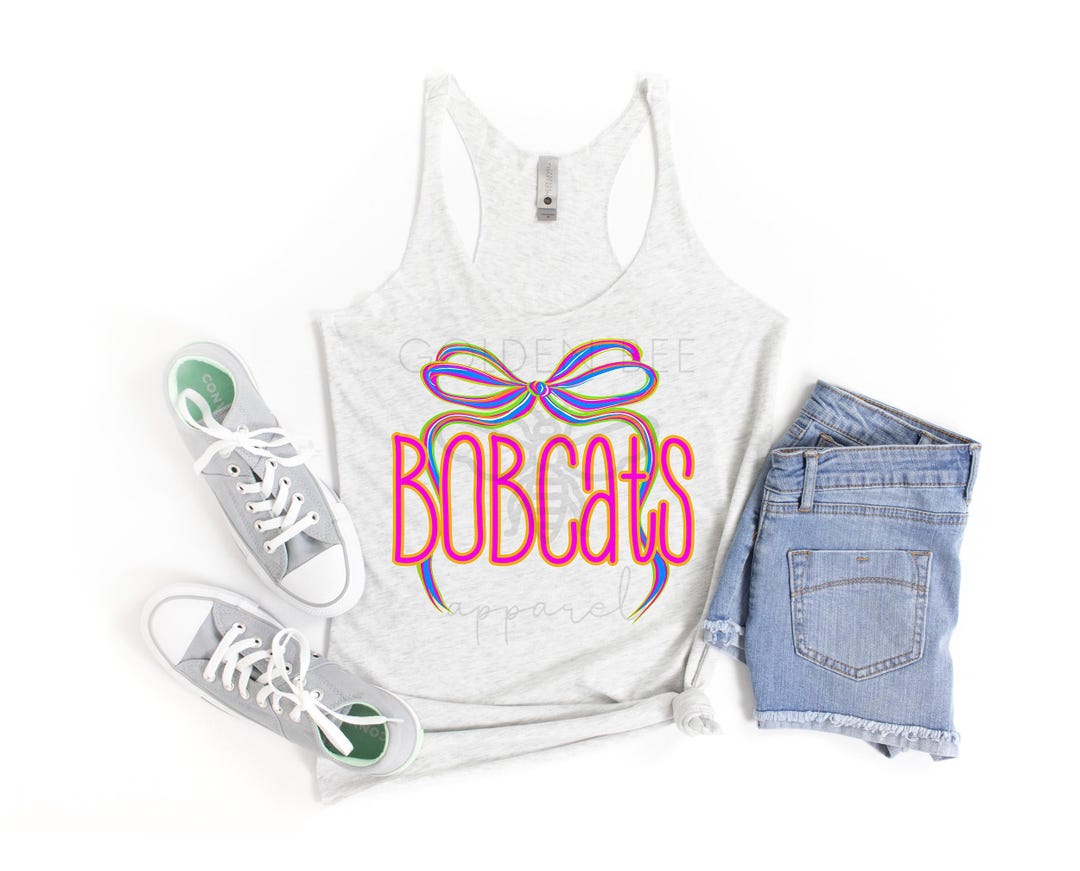 Bobcats Neon Bow PNG - INSTANT DOWNLOAD - Team Y2K, Vintage Football ...