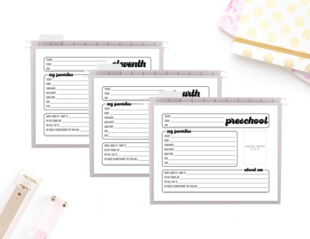 Memory Box Printable Pages - INSTANT DOWNLOAD - School File Box ...