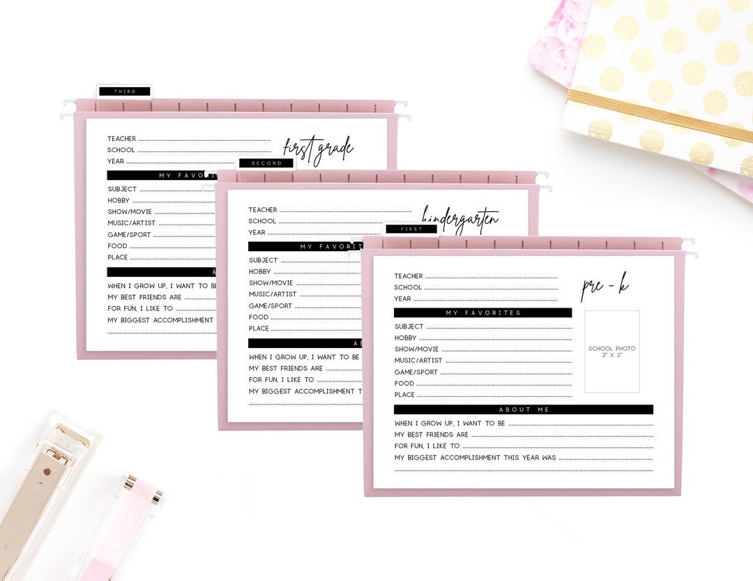 Memory Box Printable Pages INSTANT DOWNLOAD School File Box, Milestone ...