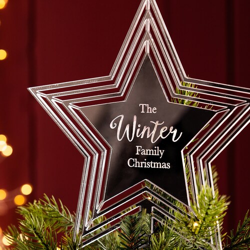 Personalised Star Christmas Tree Topper Engraved Acrylic Star - Etsy
