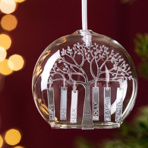 Personalised Family Tree Glass Dome Bauble - Etsy UK