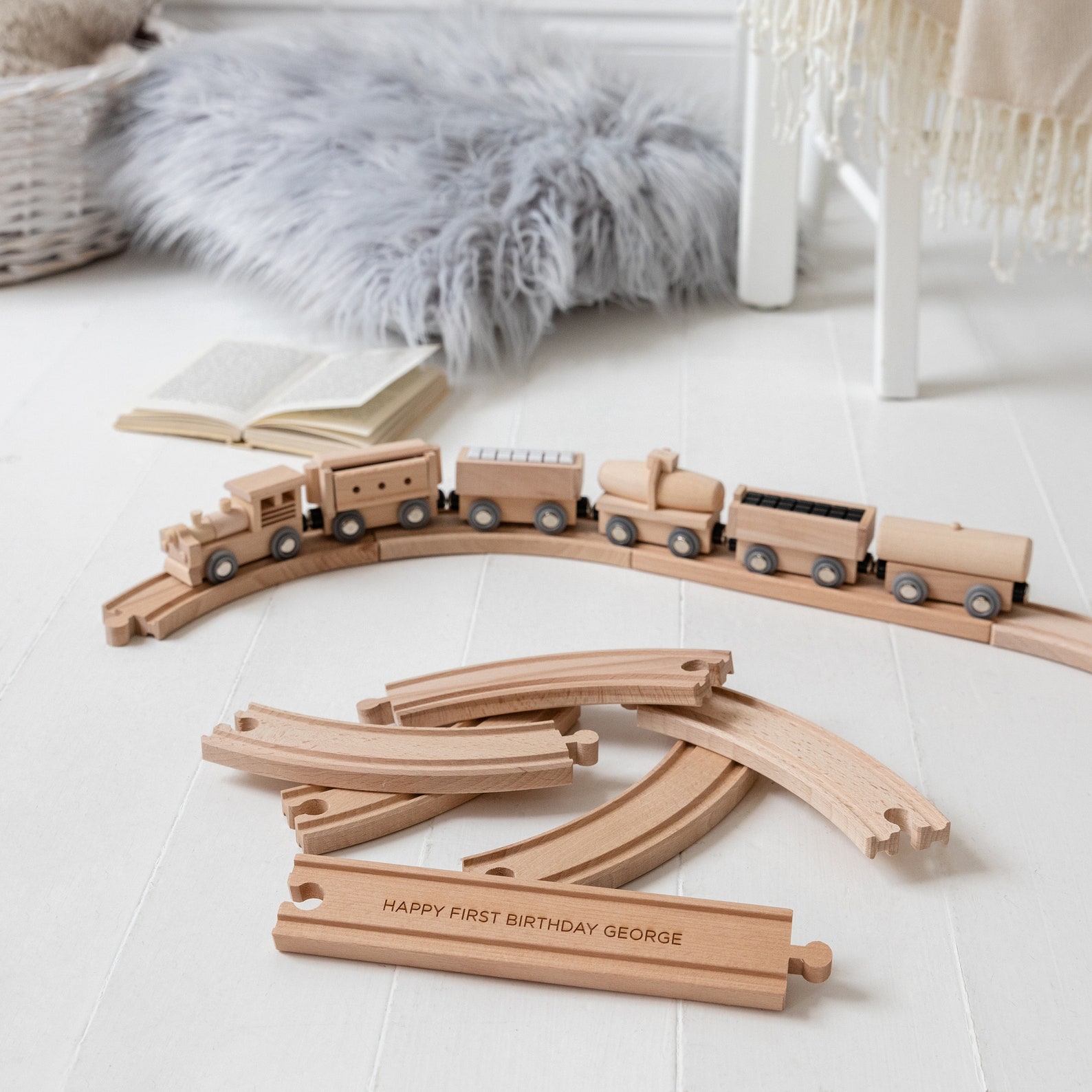 Personalised Wooden Train Set and Oval Track Traditional - Etsy UK