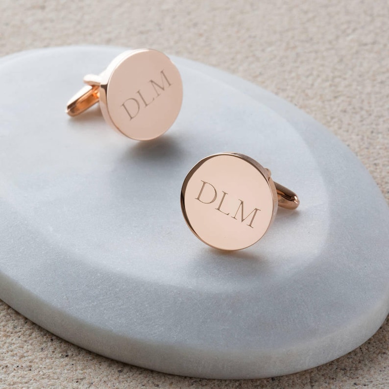 Personalised Rose Gold Initial Cufflinks - Etsy