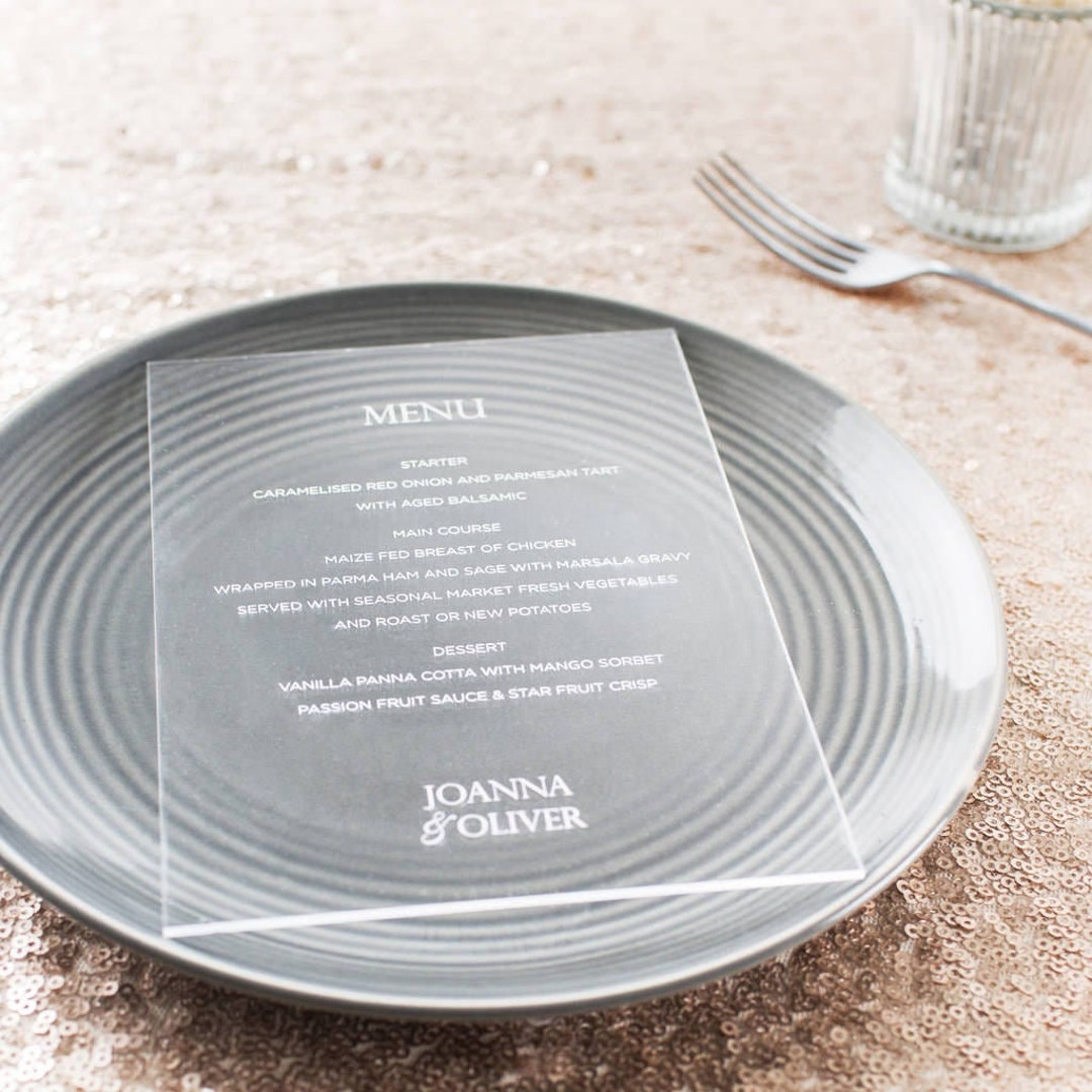 Personalised Clear Acrylic Menu Cards - Etsy