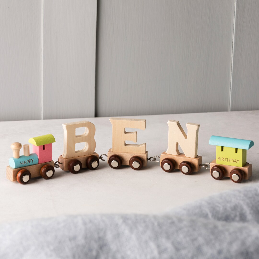 Engraved Birthday Wooden Name Train Set - Etsy