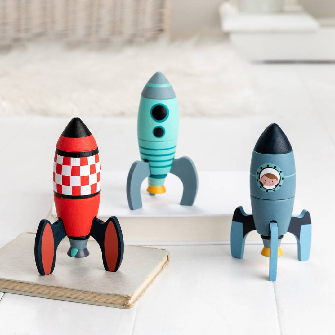 Three Wooden Rocket Construction Toys - Etsy